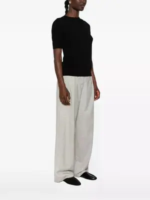 VELA SHOP Short-sleeve Ribbed-trim Top