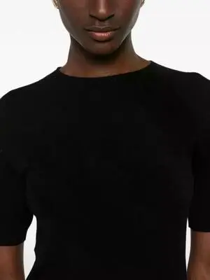 VELA SHOP Short-sleeve Ribbed-trim Top