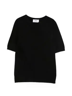 VELA SHOP Short-sleeve Ribbed-trim Top - Black
