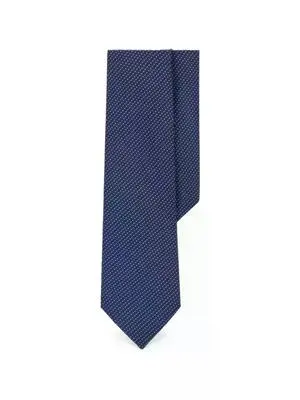 Boggi Milano Tie Jacquard Micro Polka Dot Pattern Silk - Blue