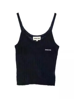SHUSHU/TONG Ribbed Logo-embroidered Top - Blue