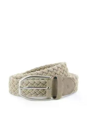 Boggi Milano Woven Stretch Wool Blend Belt - Neutrals
