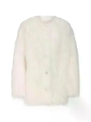 Loulou De Saison Faux-fur Collarless Coat - Neutrals