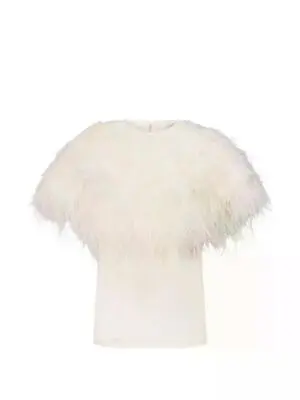 Loulou De Saison Iona Feather-trim Blouse - Neutrals