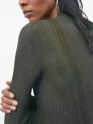 Patrizia Pepe Ribbed-knit High-neck Sweatshirt - Green