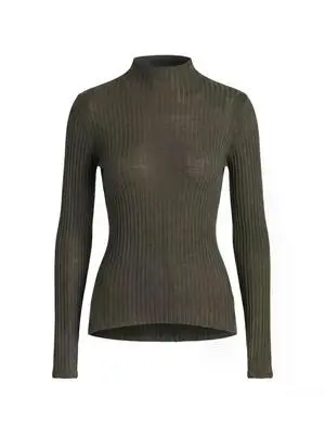 Patrizia Pepe Ribbed-knit High-neck Sweatshirt - Green