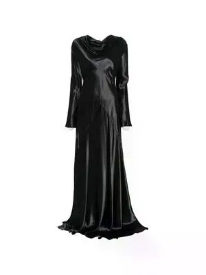 Erika Cavallini Open-back Satin Maxi Dress - Black