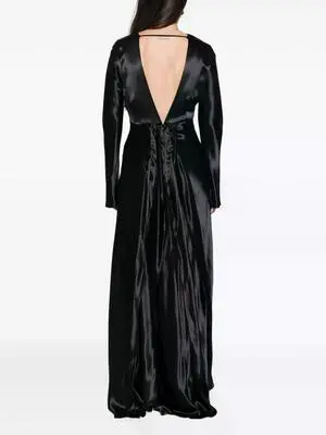 Erika Cavallini Open-back Satin Maxi Dress
