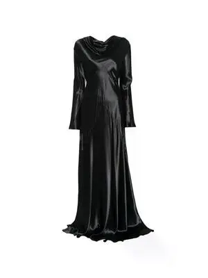 Erika Cavallini Open-back Satin Maxi Dress - Black