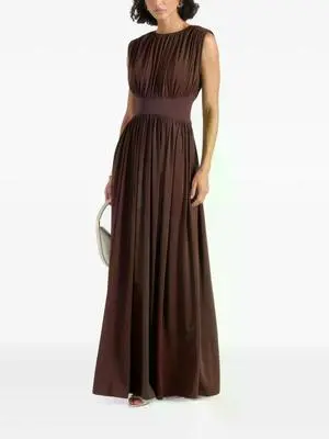 Manière De Voir Detachable-sleeves Maxi Dress - Brown