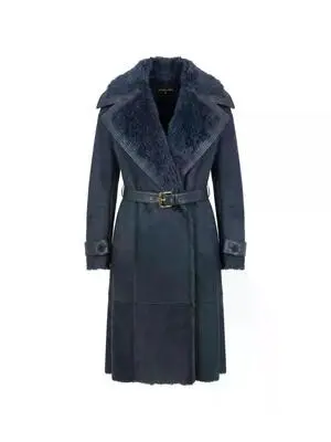 Patrizia Pepe Belted Shearling Coat
