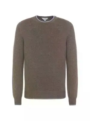 Malo Contrast-trim Crew-neck Sweater - Brown