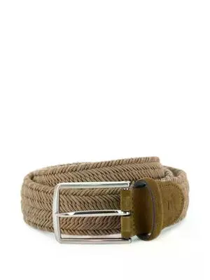 Boggi Milano Woven Stretch Viscose Blend Belt - Brown