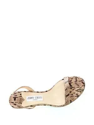 JIMMY CHOO Jenn Snake-effect Sandals - Neutrals