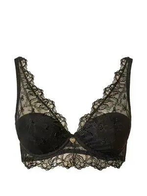 TWINSET Embroidered Tulle Bralette With Bows - Black