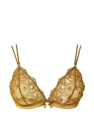 TWINSET Embroidered Tulle Bra - Yellow