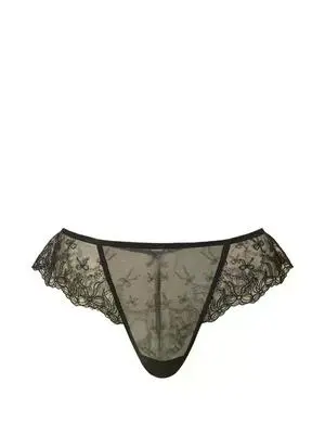 TWINSET Embroidered-tulle Brazilian Briefs With Bows - Black