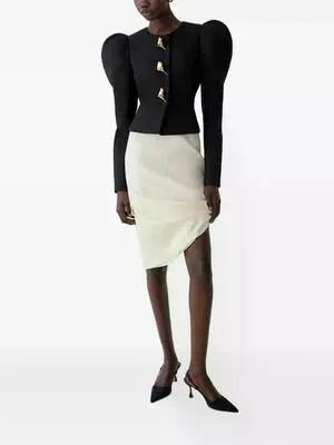 Carolina Herrera Puff-sleeve Calla Lily-button Jacket