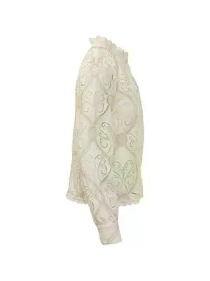 Farm Rio Lace-embroidered Scalloped-edge Blouse