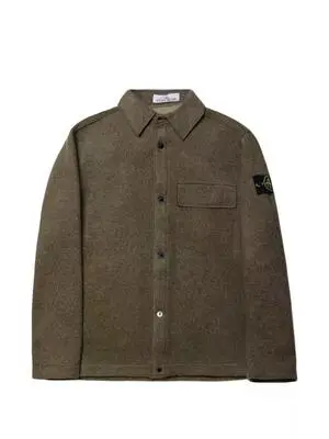 Stone Island Compass Patch Wool Overshirt - Green