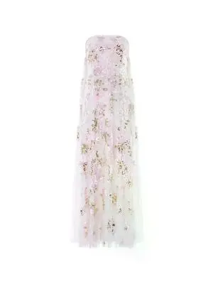NEEDLE & THREAD Wisteria Sequin-embellished Maxi Dress - White