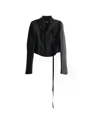 ANN DEMEULEMEESTER Manda Pinstripe-pattern Cropped Jacket - Black