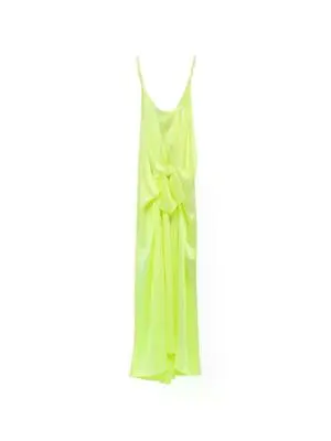 JW Anderson Knot-detail Crinkle-silk Maxi Dress - Yellow
