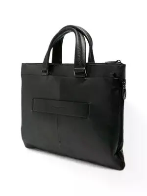 PIQUADRO Logo-plaque Pebbled-leather Backpack