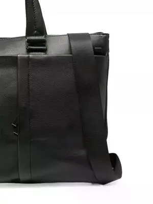 PIQUADRO Logo-plaque Pebbled-leather Backpack