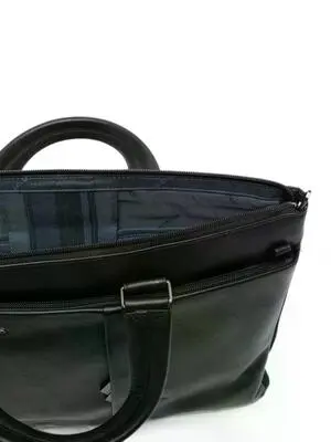 PIQUADRO Logo-plaque Pebbled-leather Backpack