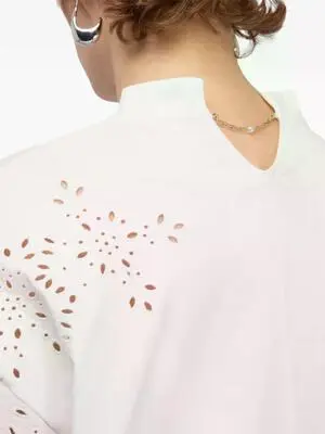 SEMICOUTURE Fausta Broderie-anglaise Cut-out Top - White