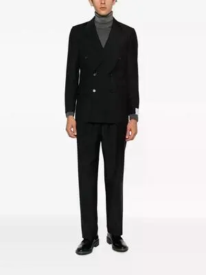 Caruso Double-breasted Peak-lapel Suit - Black