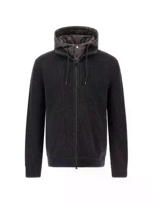Herno Ribbed-knit Zip-up Cardigan - Grey