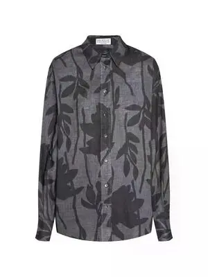 Brunello Cucinelli Floral-print Linen Shirt