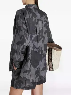 Brunello Cucinelli Floral-print Linen Shirt