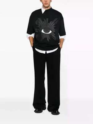 HOUSE OF ERRORS Graphic-print High-neck T-shirt - Black