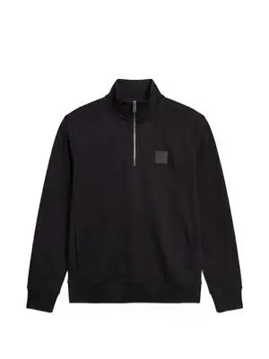 Calvin Klein Quarter-zip Logo-patch Sweater - Black