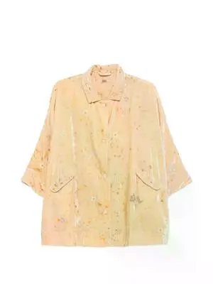 AODRESS Sequin-embellished Floral-print Coat