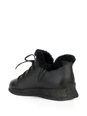 LINDA BAUMANN Shearling-trim Leather Sneakers
