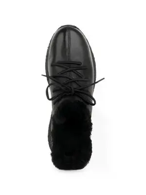 LINDA BAUMANN Shearling-trim Leather Sneakers