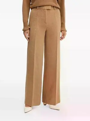 Luisa Spagnoli Brushed-effect Wide-leg Trousers - Brown