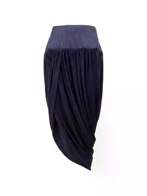 FERRAGAMO Gathered Midi Skirt - Blue