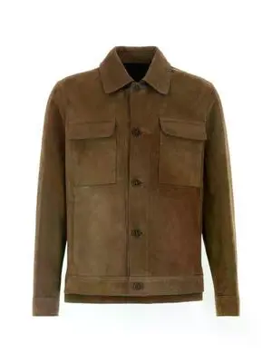 SALVATORE SANTORO Suede Shirt Jacket - Brown