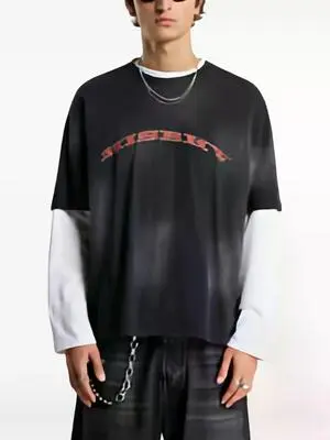 MISBHV Logo-print Faded-effect T-shirt - Black