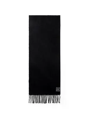 Calvin Klein Logo-patch Fringed Scarf - Black