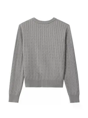 CHOCOOLATE Cable-knit Logo-patch Sweater - Grey