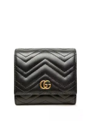 Gucci 2016-2026 Gg Marmont Matelasse Calfskin Card Case Wallet Small Wallets - Black