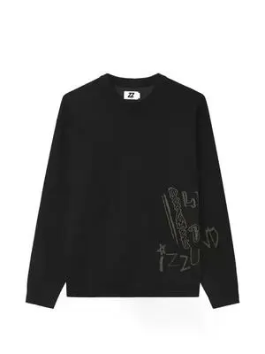 Izzue Graphic-print Crew-neck Sweater - Black