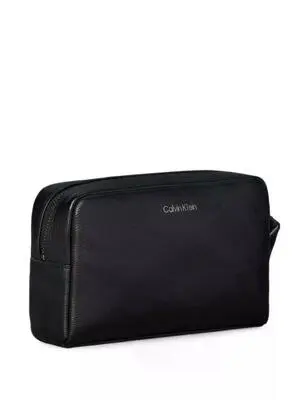 Calvin Klein Logo-print Textured Shoulder Bag - Black