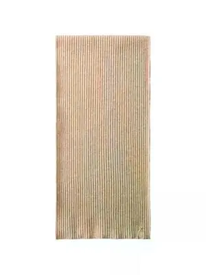 Calvin Klein Ribbed-knit Logo-plaque Scarf - Neutrals